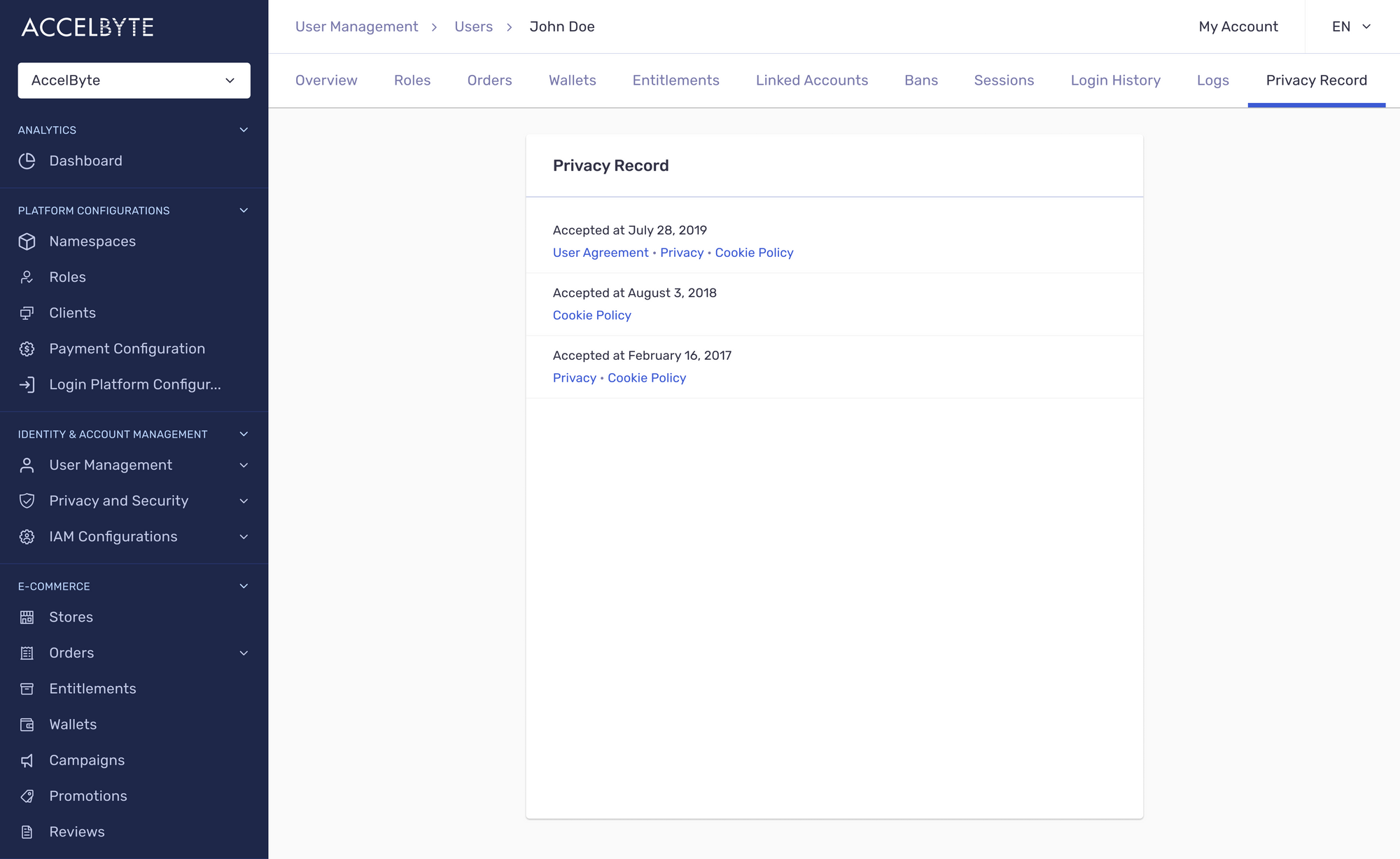 Legal Agreement Tracking Solution - AccelByte
